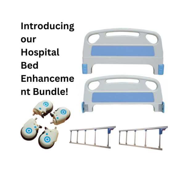 Hospital Bed Enhancement Bundle | Castors, ABS Headboard, and Railings ...
